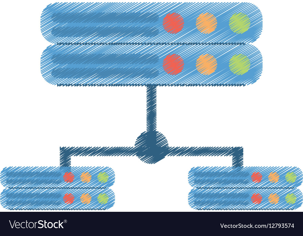 Drawing data server computer storage system Vector Image