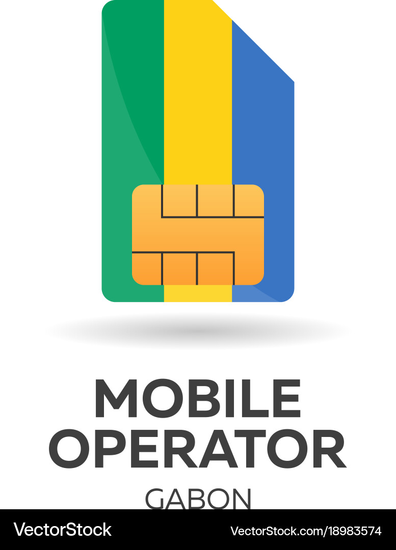 Gabon mobile operator sim card with flag Vector Image