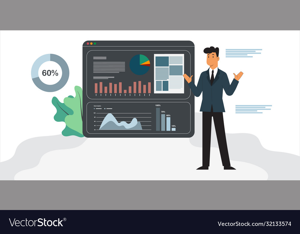 Presentation data analytics concept flat design Vector Image
