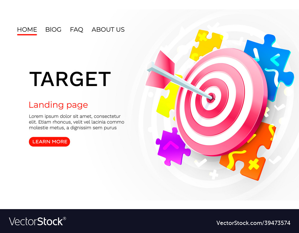 Target puzzle landing page banner business 3d Vector Image Target puzzle landing page banner business 3d Vector Image