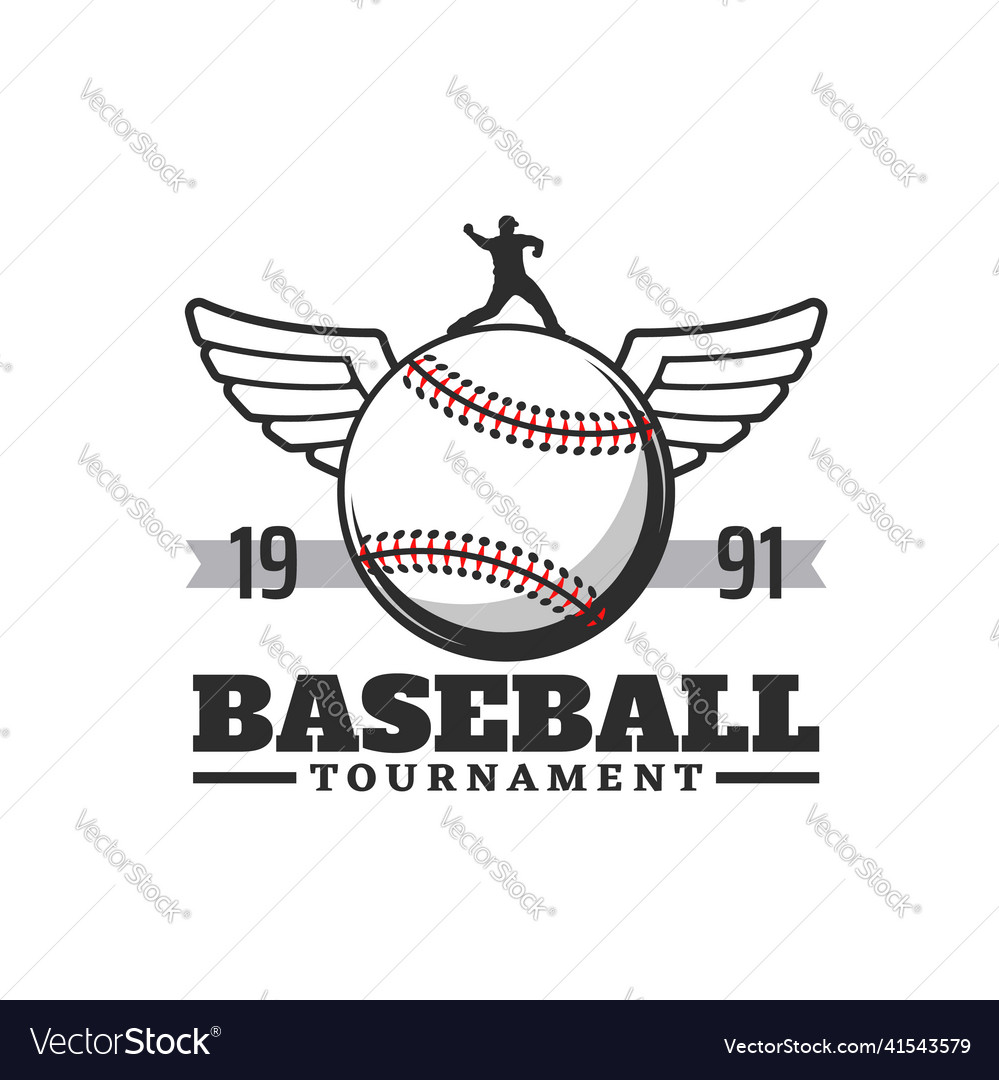 Baseball sport icon ball with wings Royalty Free Vector
