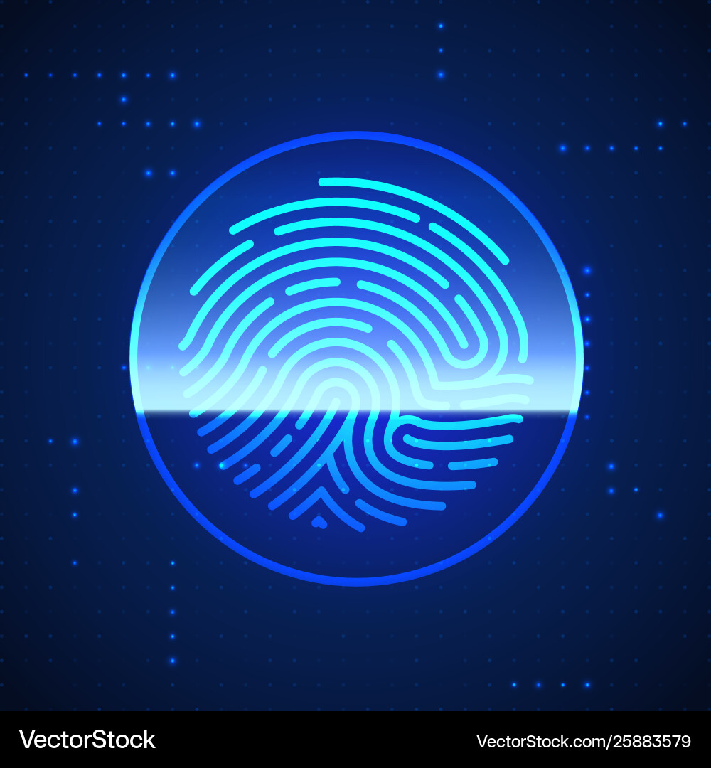 Cyber security finger print scanned fingerprint Vector Image