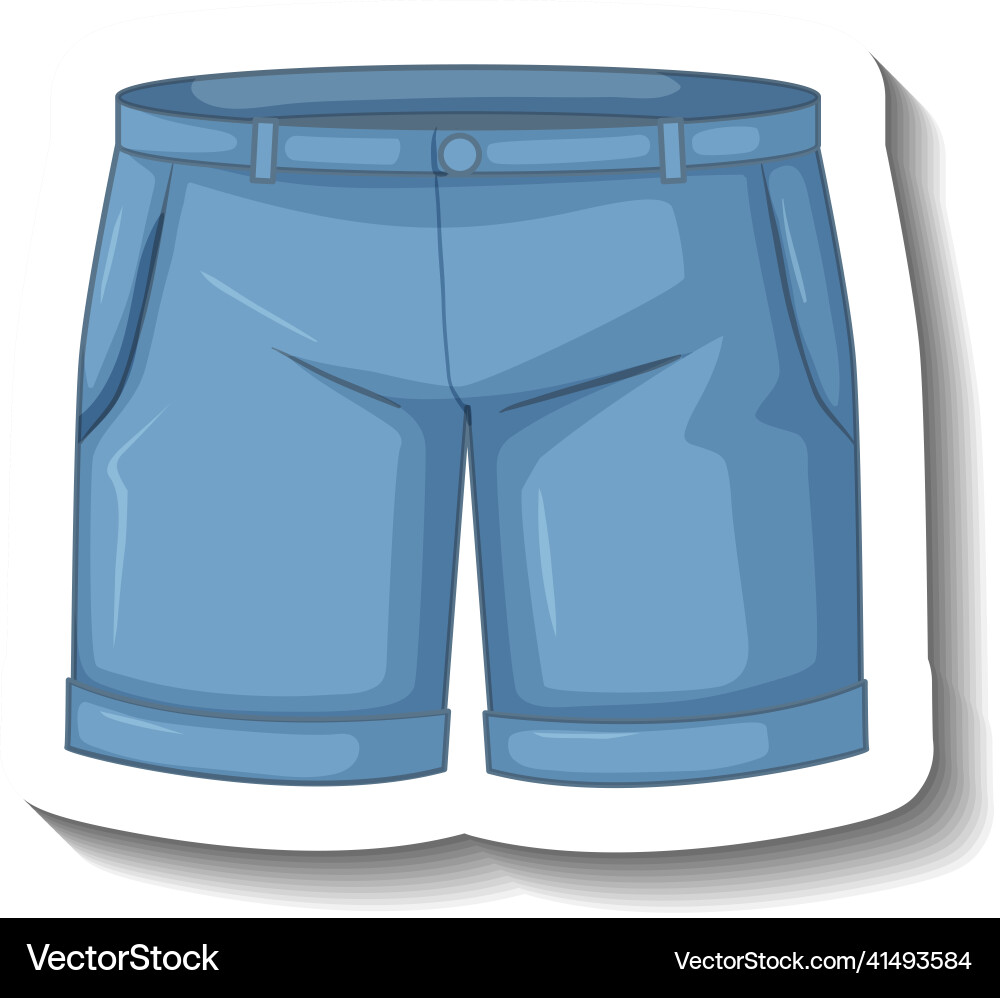 Cartoon denim shorts sticker Royalty Free Vector Image