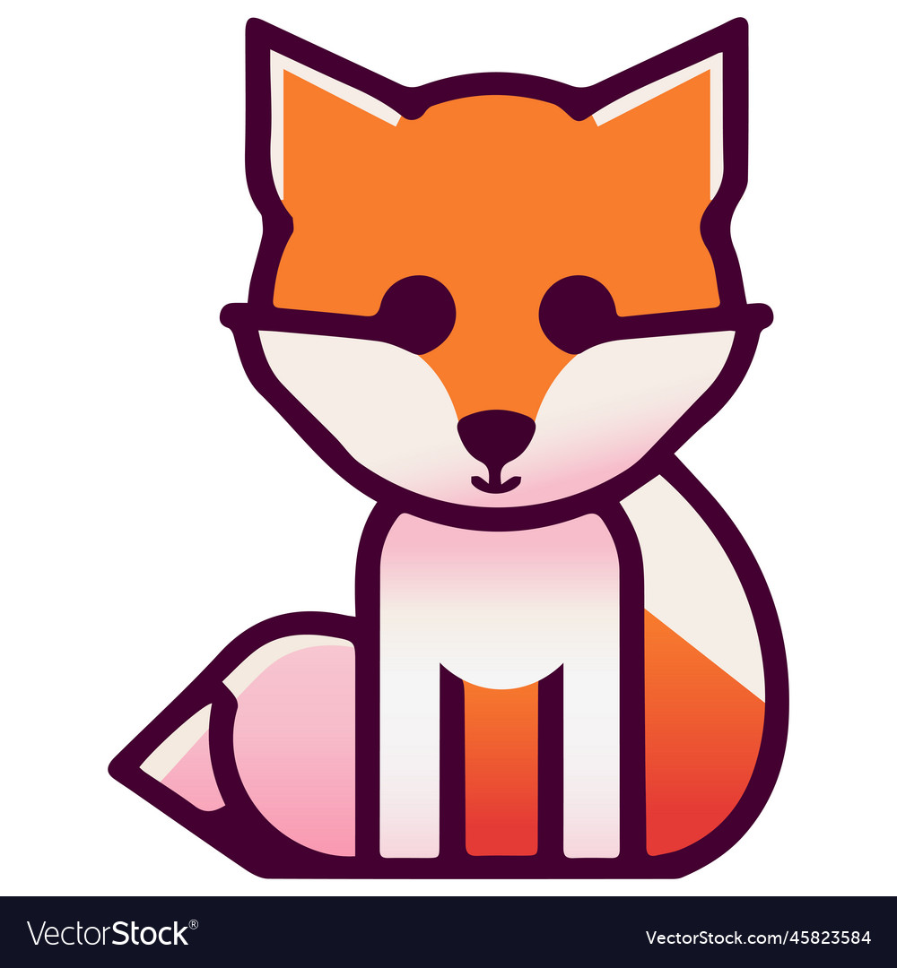 Fox flat cartoon style logo Royalty Free Vector Image
