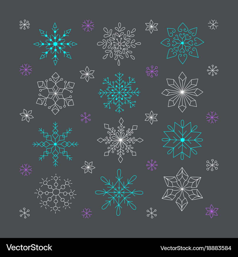 Hand drawn snowflakes doodle unique Royalty Free Vector