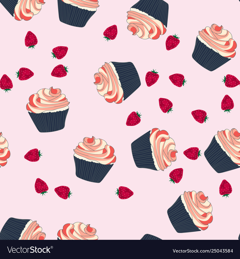Sweet cupcake seamless pattern Royalty Free Vector Image