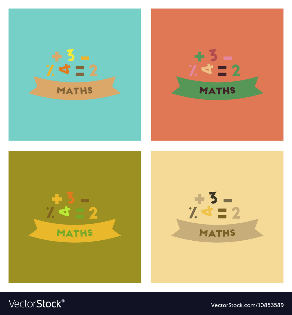 Assembly flat icons math lesson Royalty Free Vector Image