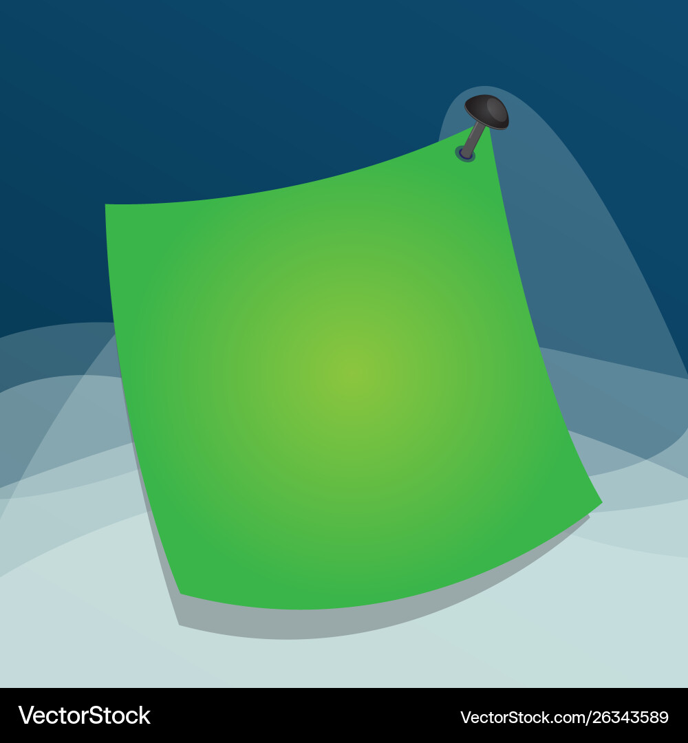 Curved memo note paper pinned a nail Royalty Free Vector