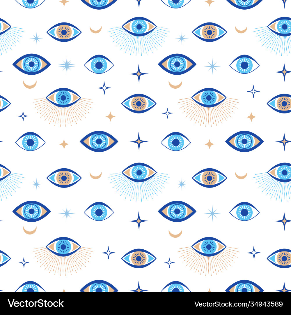 Evil eye seamless pattern magic talisman and Vector Image