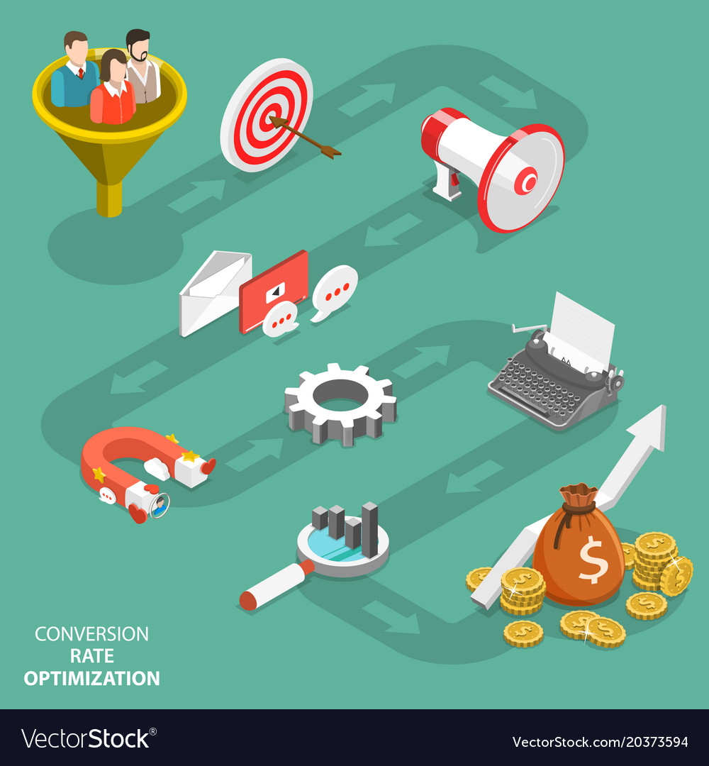 Conversion rate optimization flat isometric Vector Image