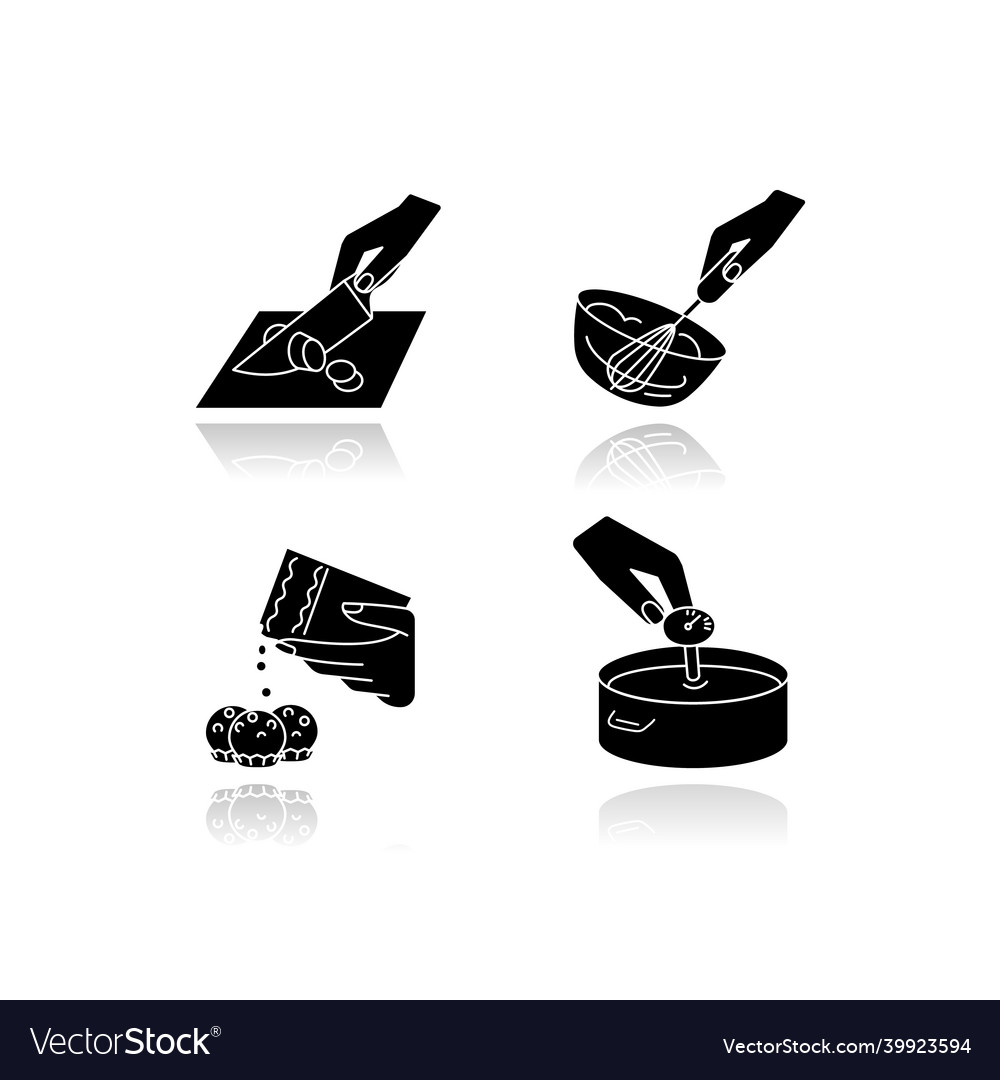 Culinary methods drop shadow black glyph icons Vector Image Culinary methods drop shadow black glyph icons Vector Image
