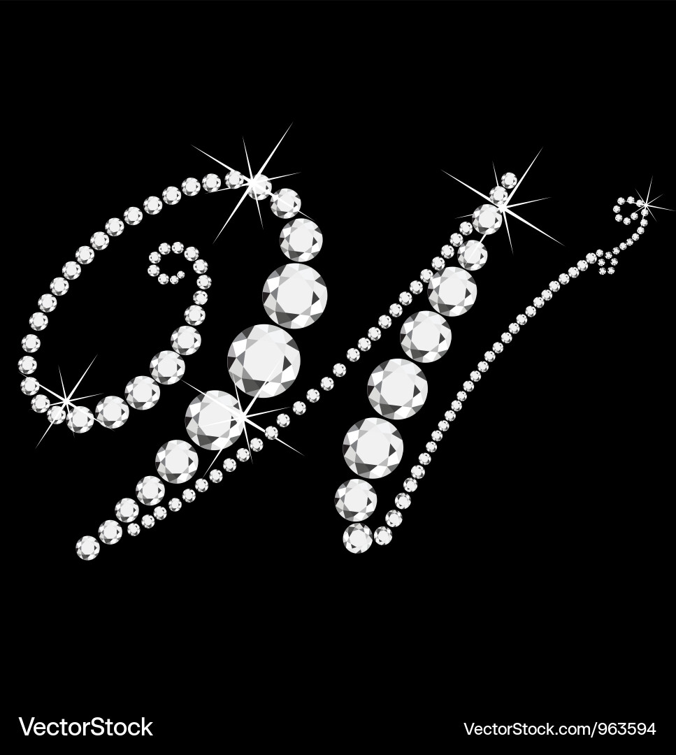 W italic with diamonds Royalty Free Vector Image