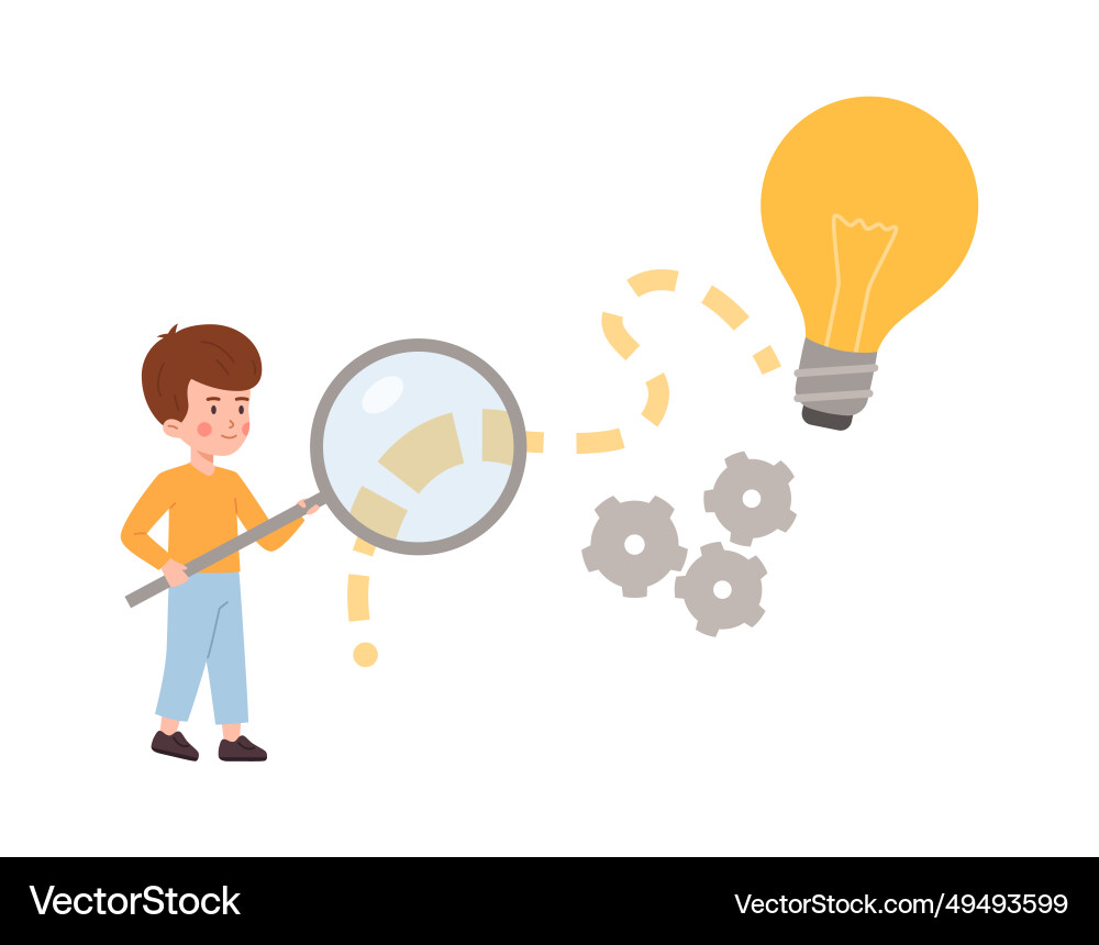 Boy looking for a solution fresh idea cartoon Vector Image