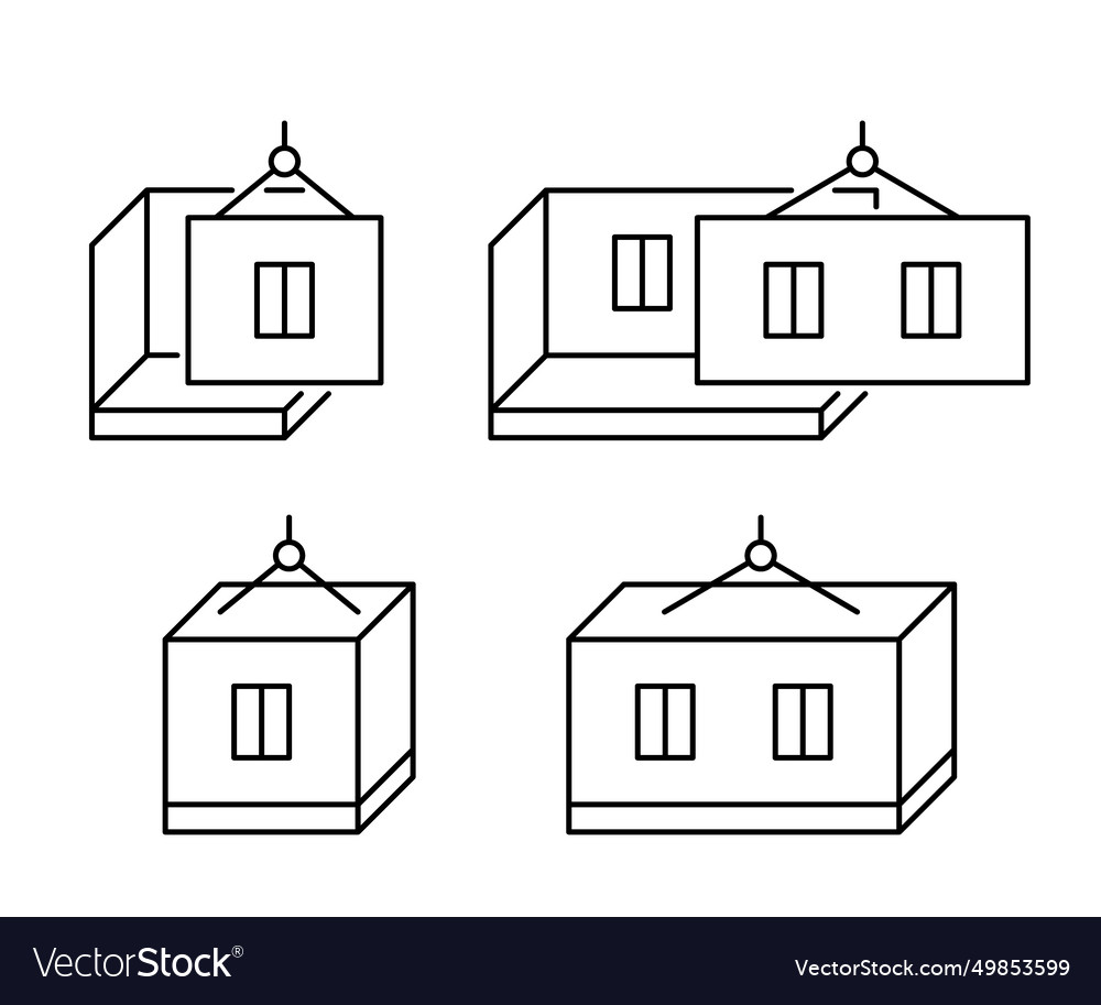 Modular house construction line icon set Vector Image Modular house construction line icon set Vector Image