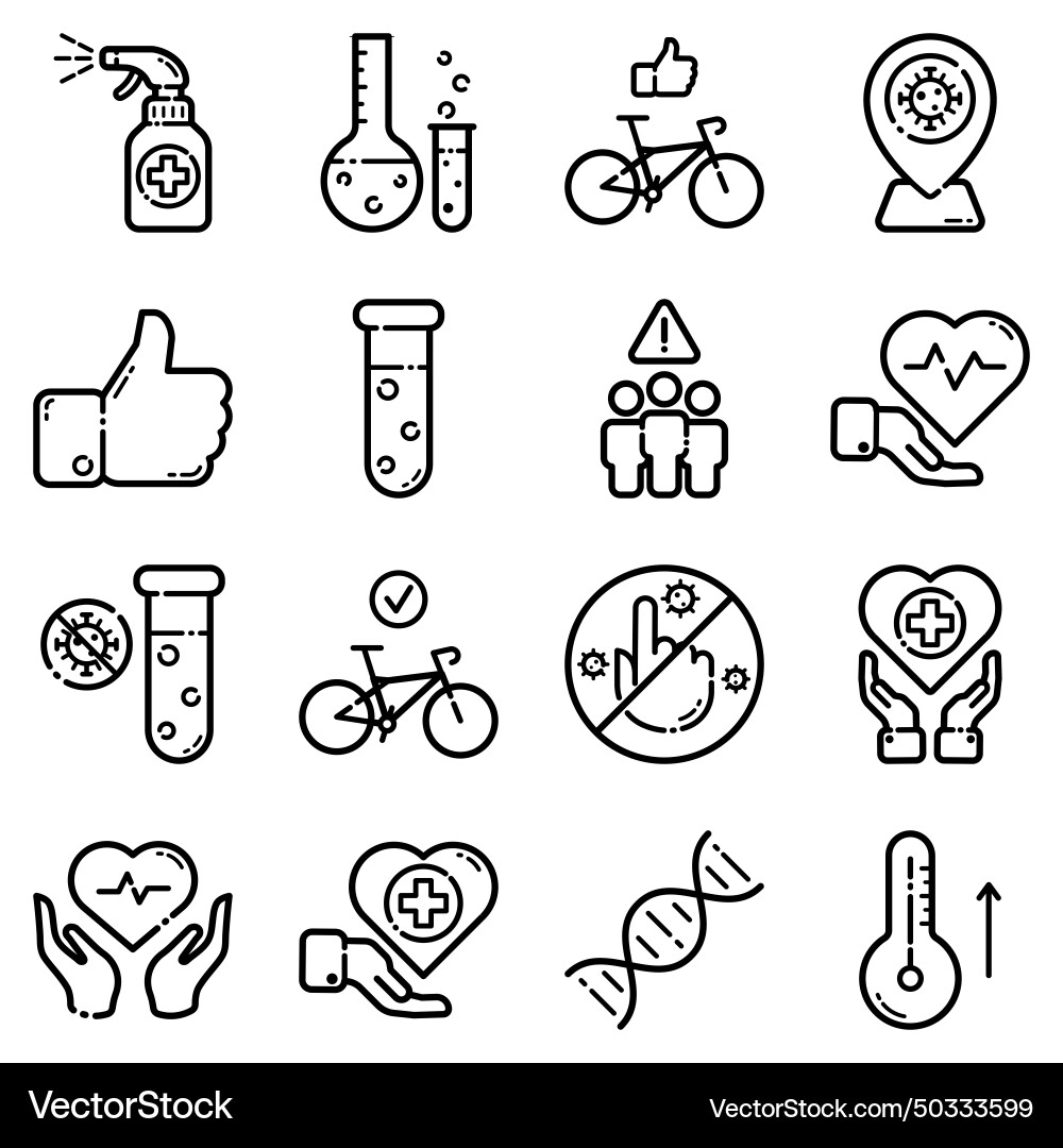 Virus flat icon set isolated on white background Vector Image