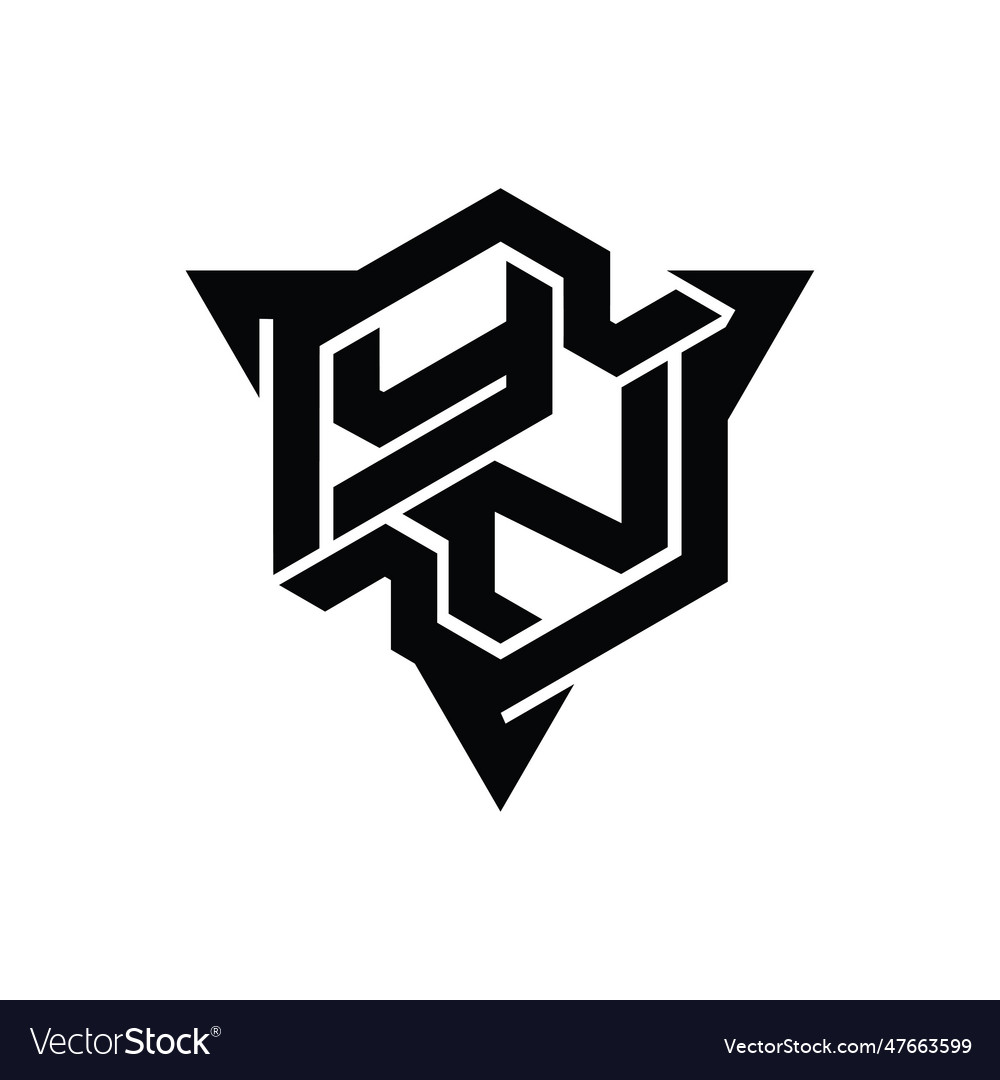 Yn logo monogram hexagon shape with triangle Vector Image Yn logo monogram hexagon shape with triangle Vector Image