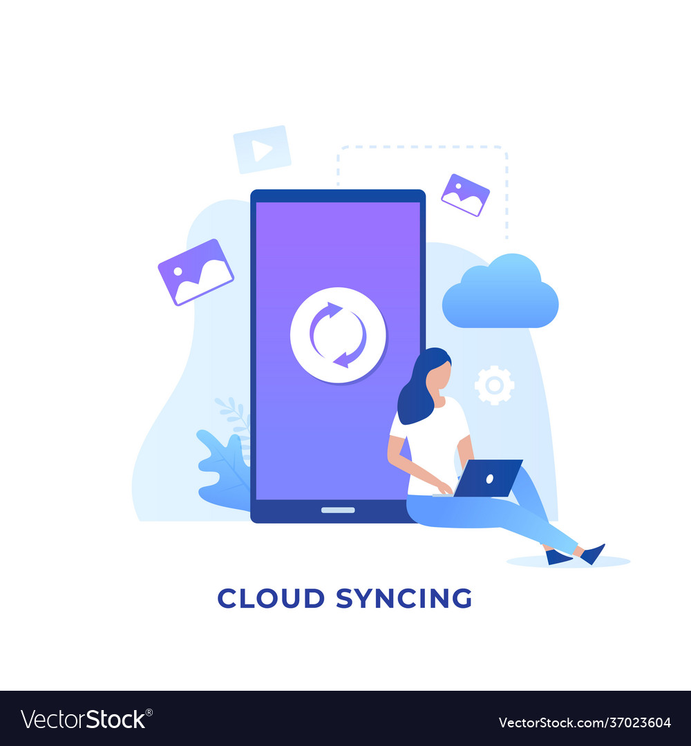 Cloud syncing concept Royalty Free Vector Image