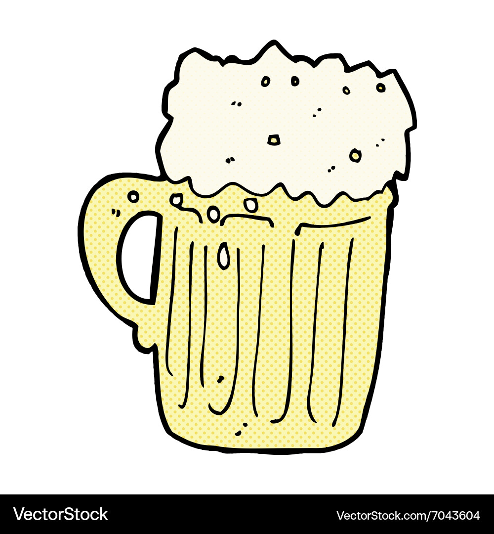 Comic cartoon mug of beer Royalty Free Vector Image