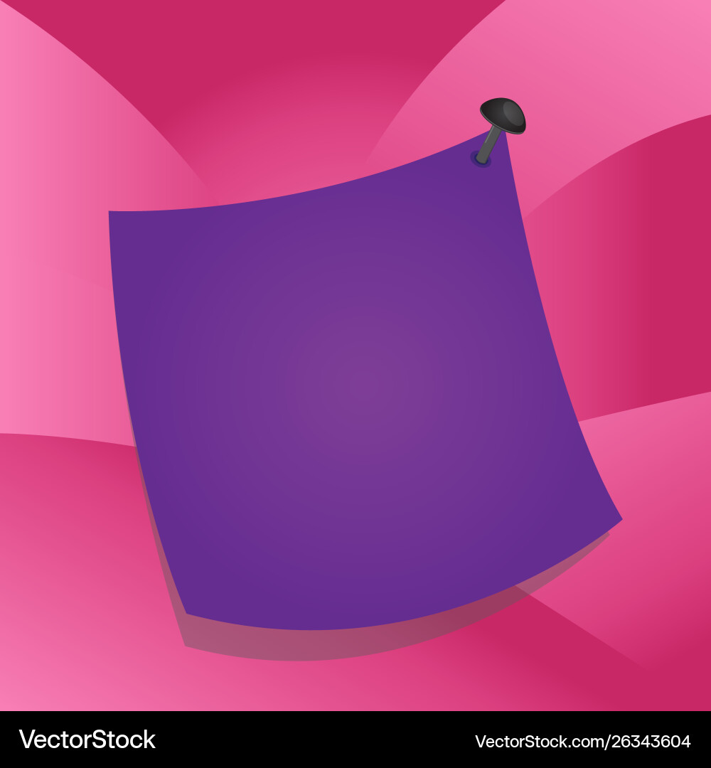 Curved memo note paper pinned a nail Royalty Free Vector