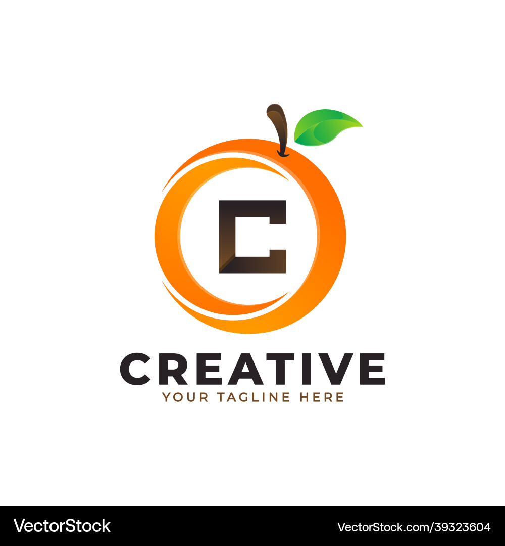 Letter c logo in fresh orange fruit with modern Vector Image