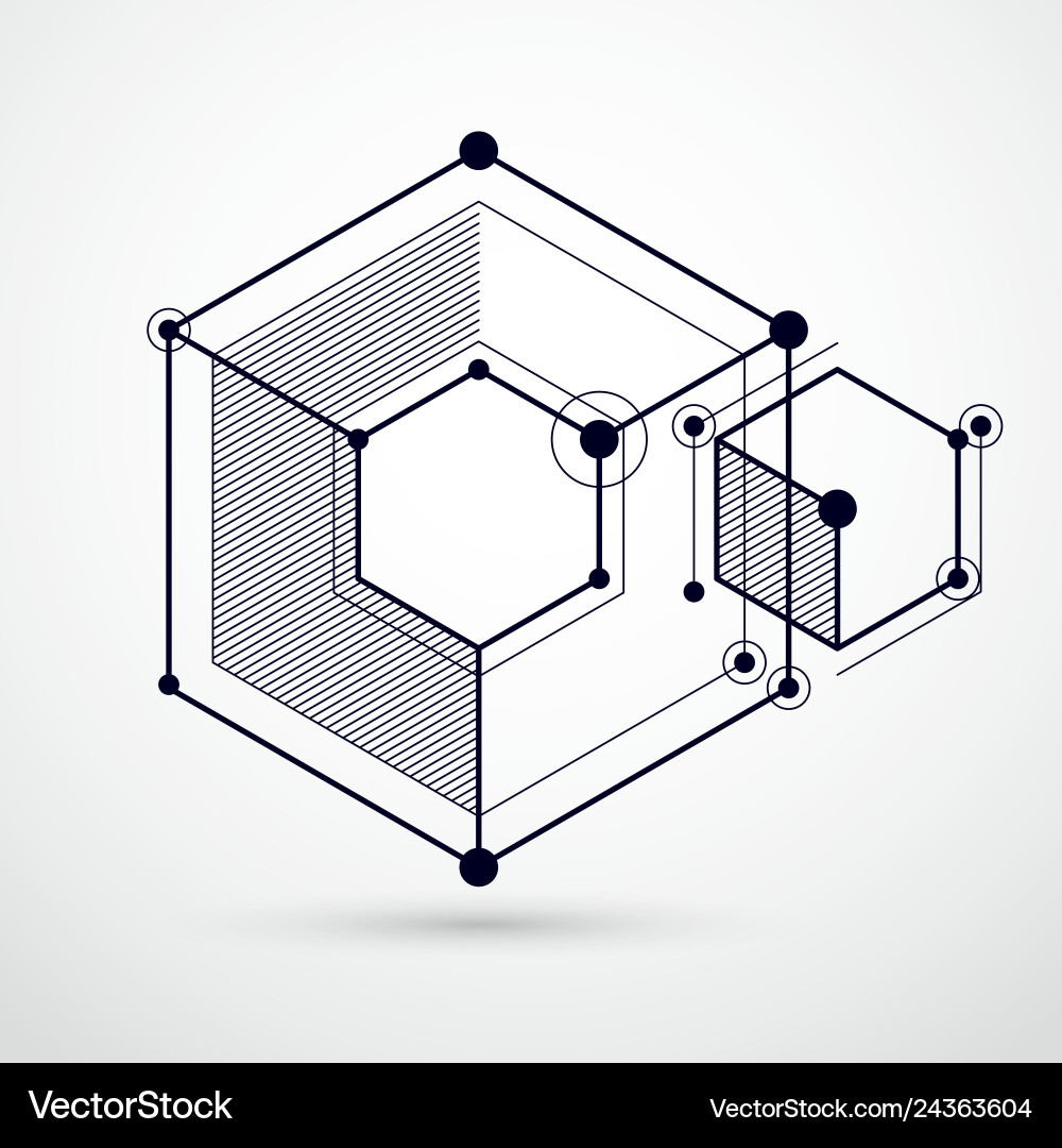 Technical blueprint black and white digital Vector Image