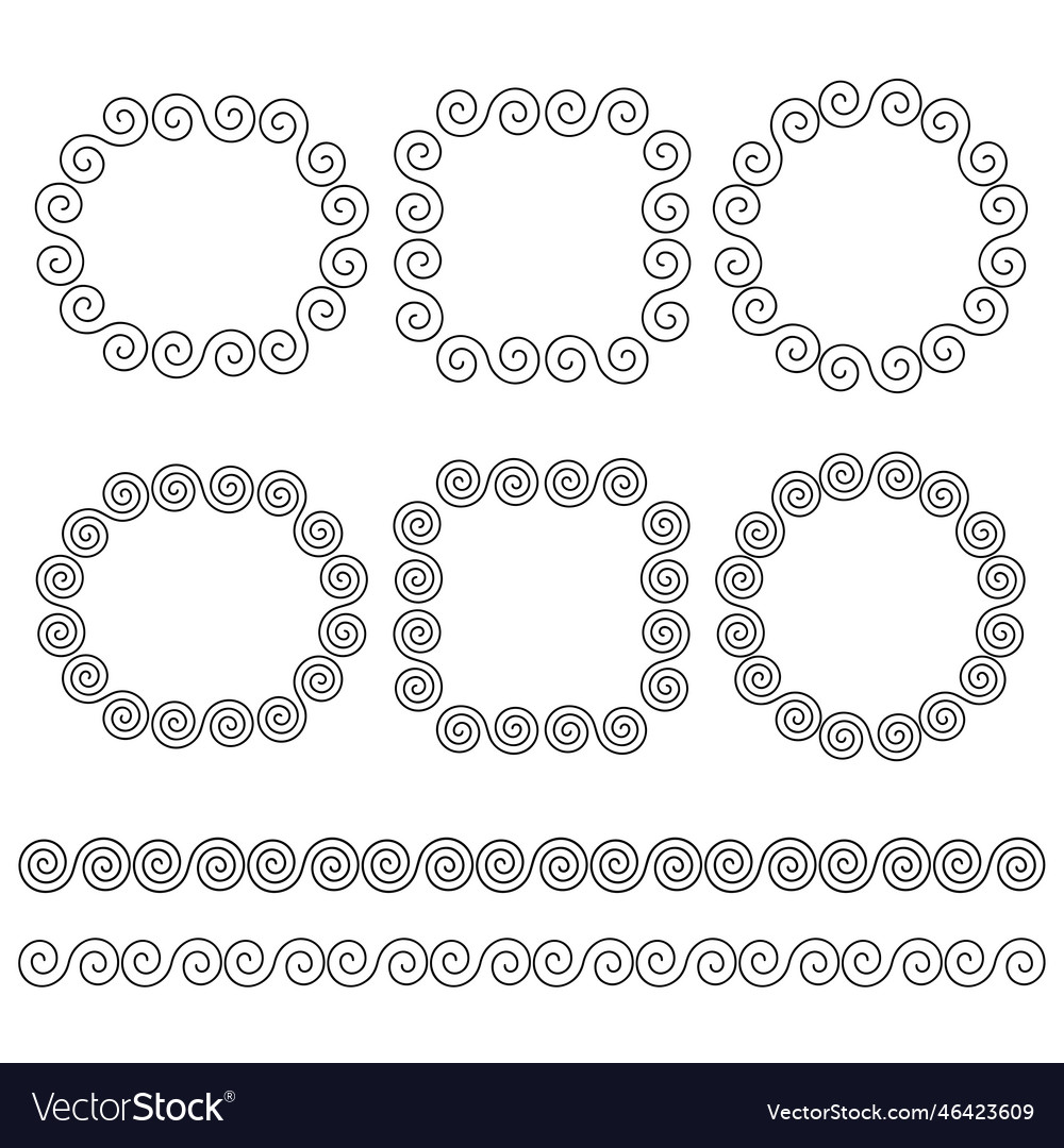 Black scroll frames and border patterns Royalty Free Vector