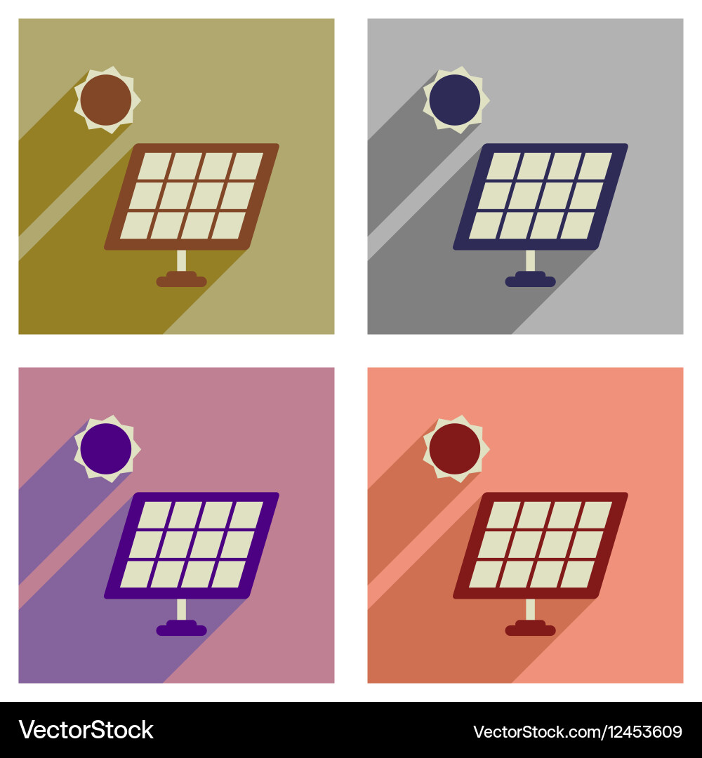 Concept of flat icons with long shadow solar Vector Image