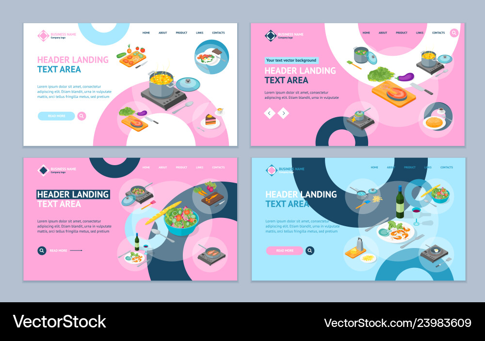 Cooking or preparation food landing web page Vector Image