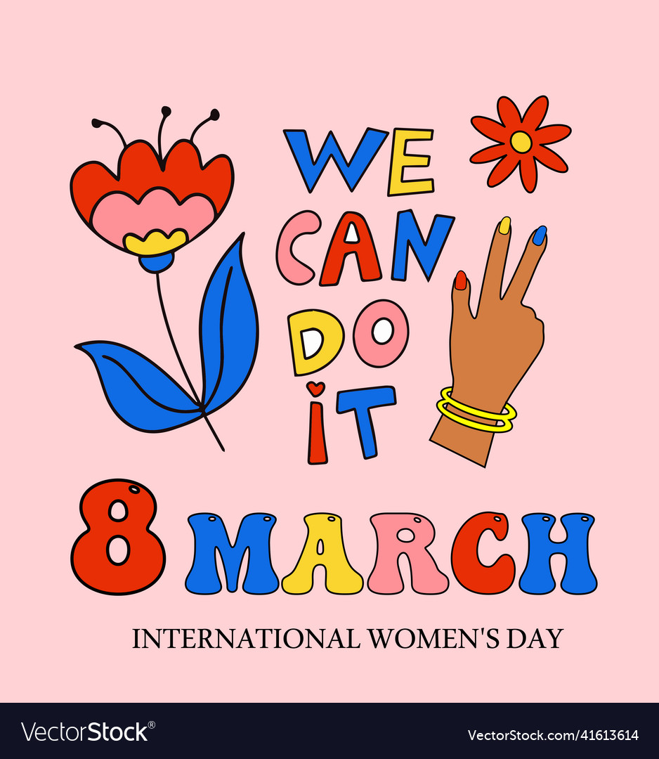 8 march international women s day greeting card Vector Image