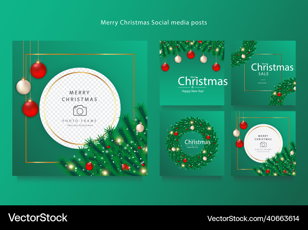 Christmas social media post bundle Royalty Free Vector Image