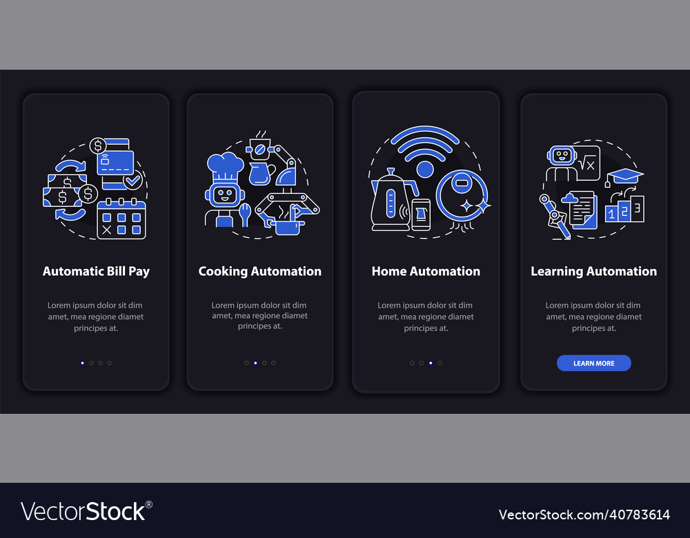 Everyday life automation night mode onboarding Vector Image Everyday life automation night mode onboarding Vector Image
