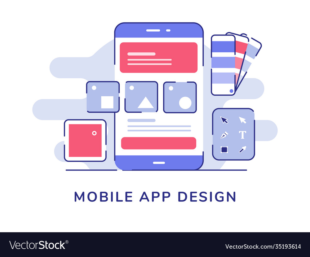 Mobile app design ui wireframe on display Vector Image