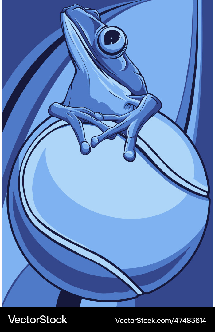 Sitting frog digital draw Royalty Free Vector Image