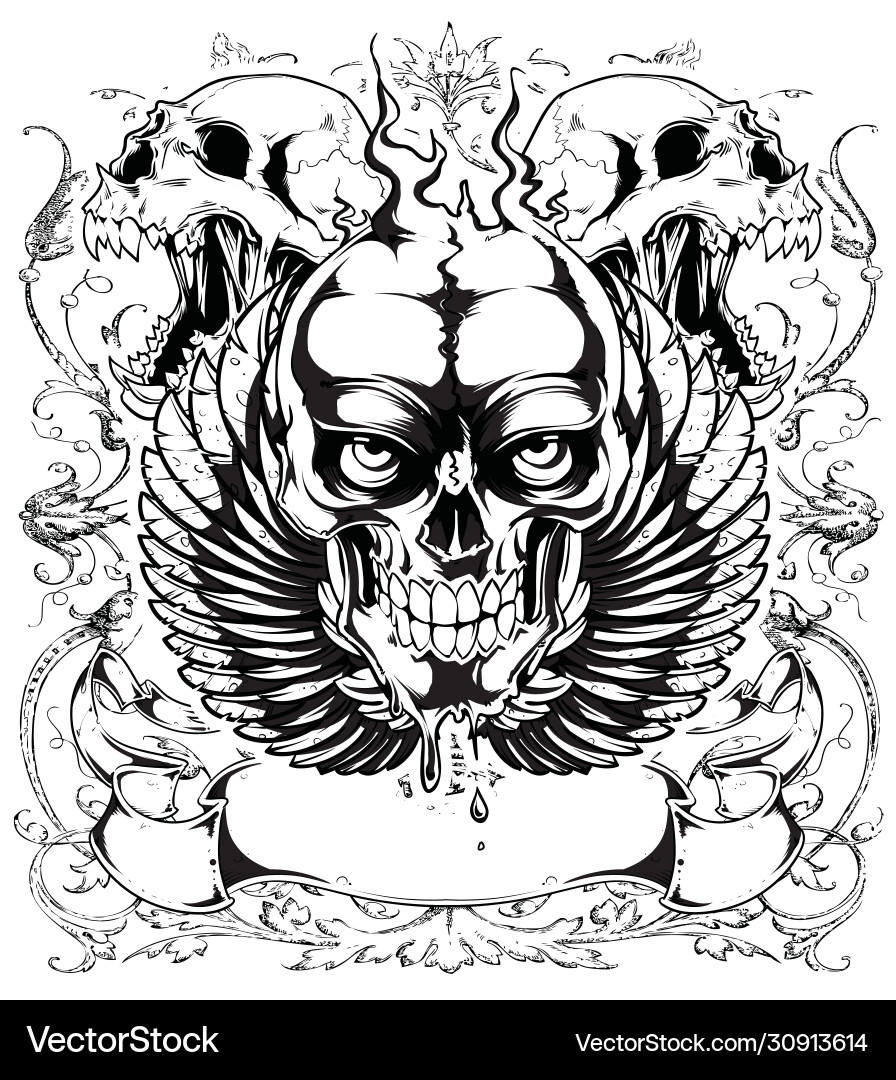 Winged skull Royalty Free Vector Image - VectorStock