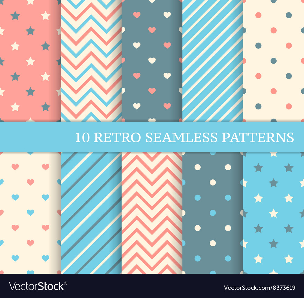 10 retro different seamless patterns Royalty Free Vector 10 retro different seamless patterns Royalty Free Vector
