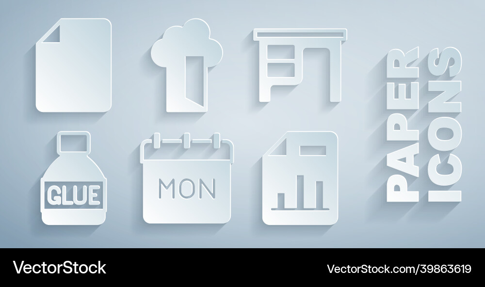Set calendar office desk glue document Royalty Free Vector