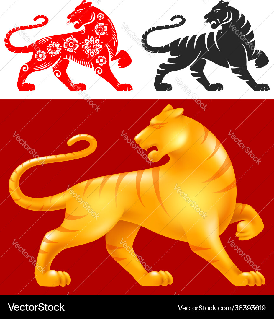 Tiger chinese zodiac symbol set Royalty Free Vector Image