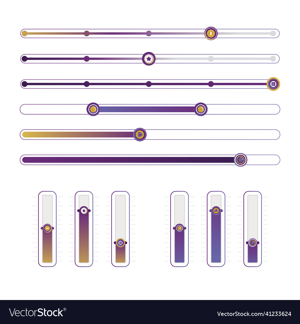 Gradient sliders set Royalty Free Vector Image