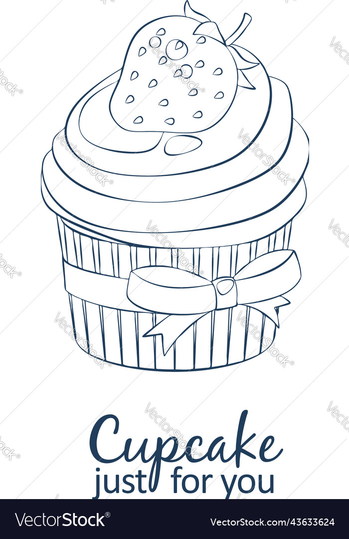 Strawberry Cupcake Dessert Icon Cartoon Royalty Free Vector