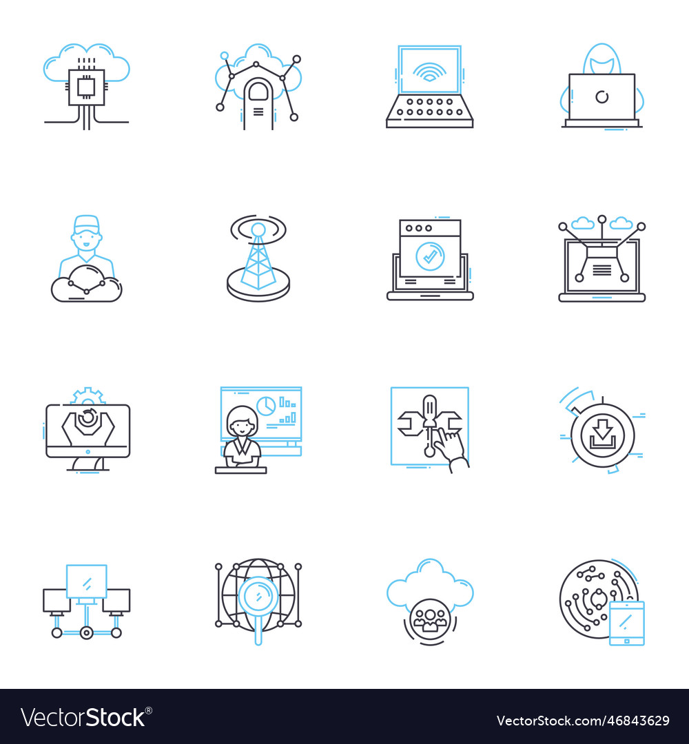 Link Linear Icons Set Click Navigation Connect Vector Image