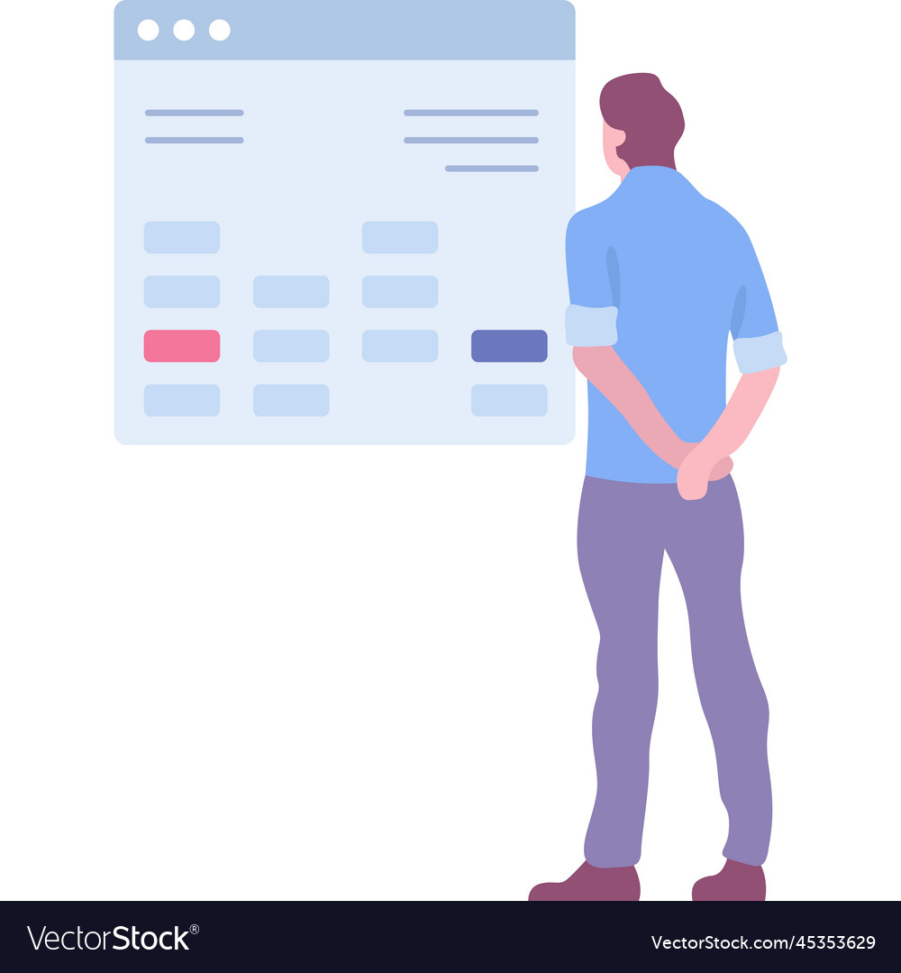 Money Management Icon Man Analyzing Data Vector Image