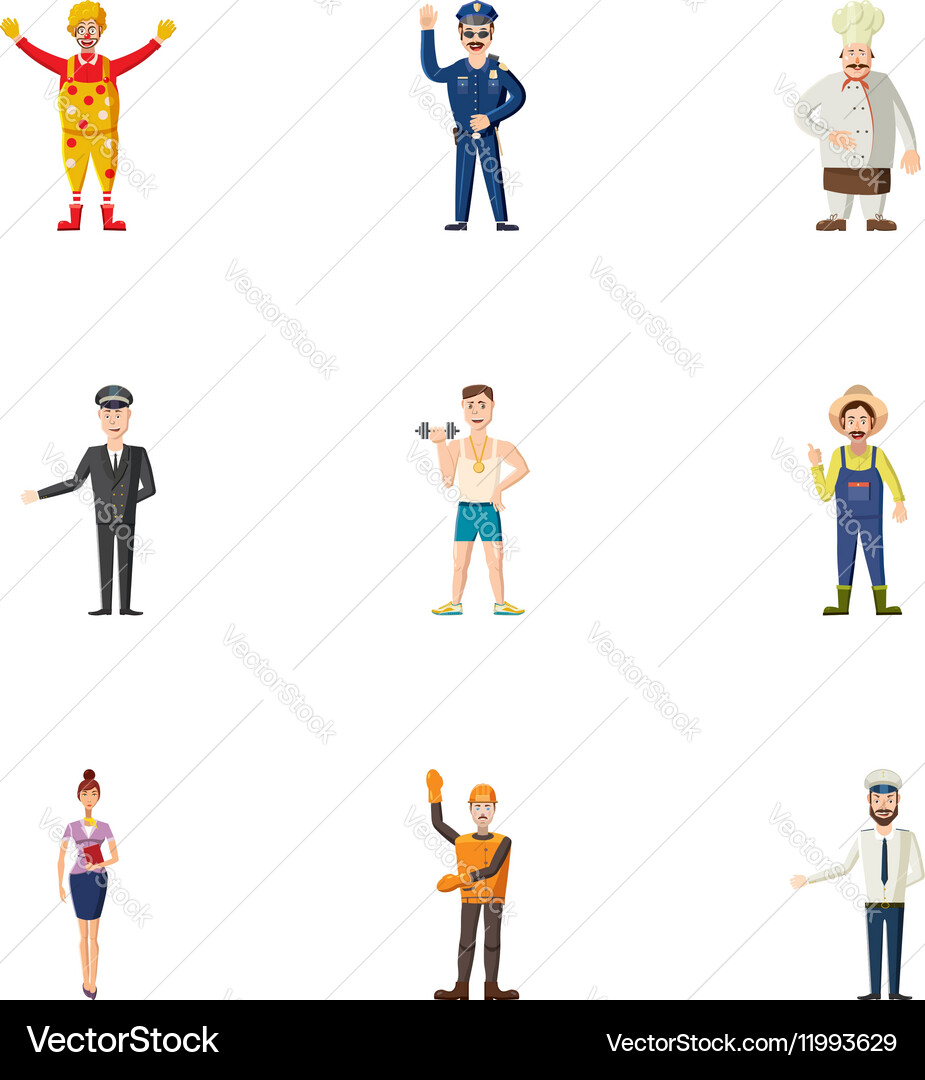 Occupation icons set cartoon style Royalty Free Vector Image