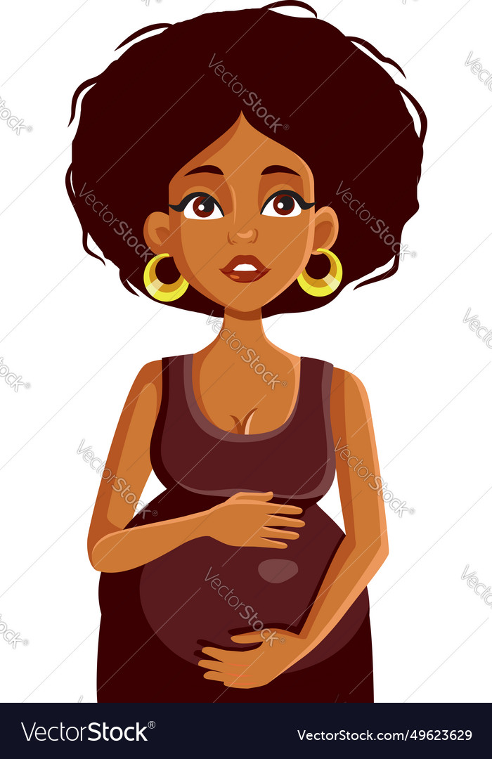 Pregnant Woman Of African Ethnicity Caressing Her Vector Image