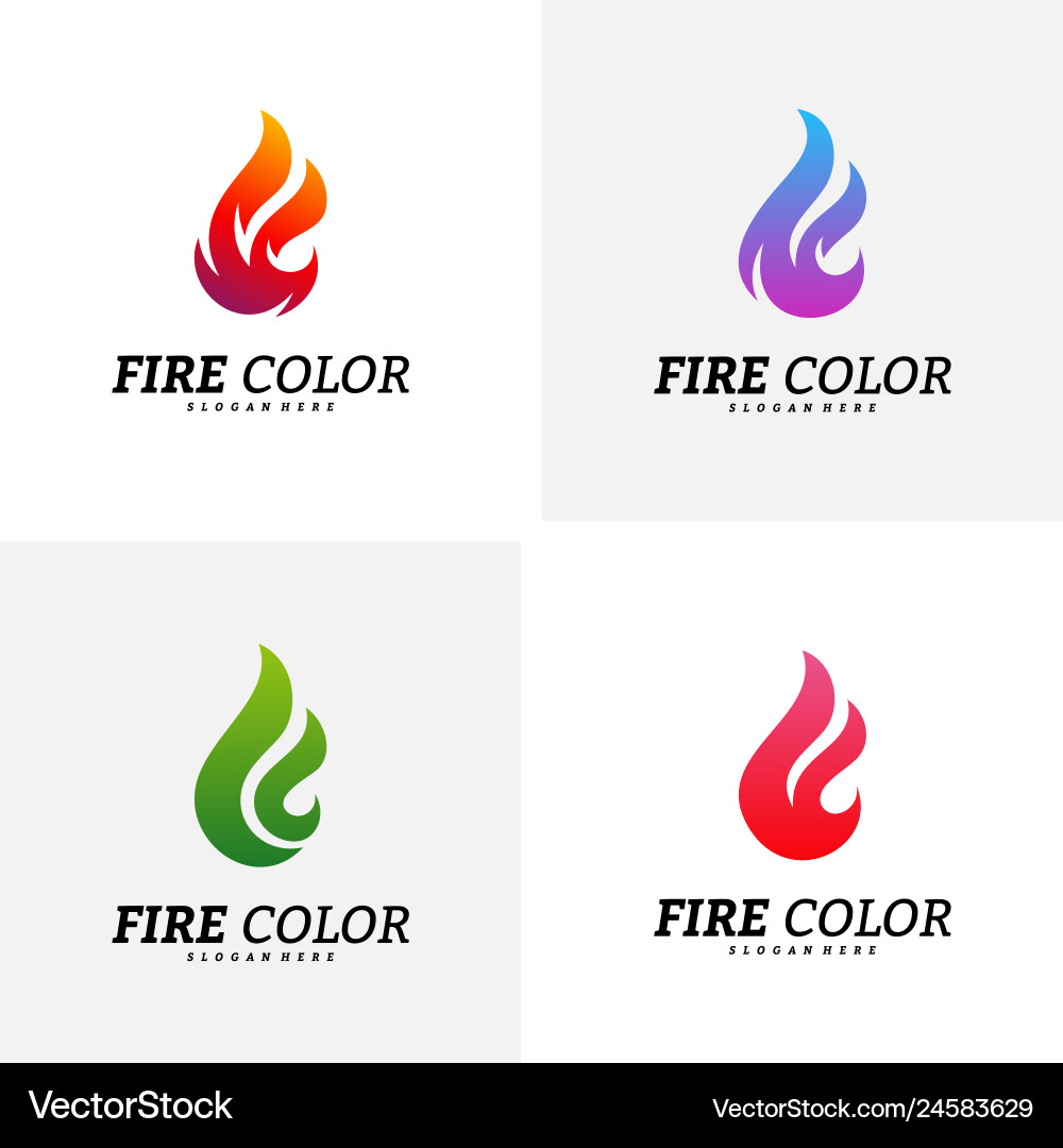 Set of fire logo design concepts flame Royalty Free Vector