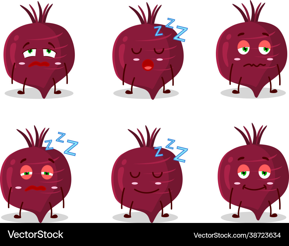 Cartoon character beet root with sleepy Royalty Free Vector