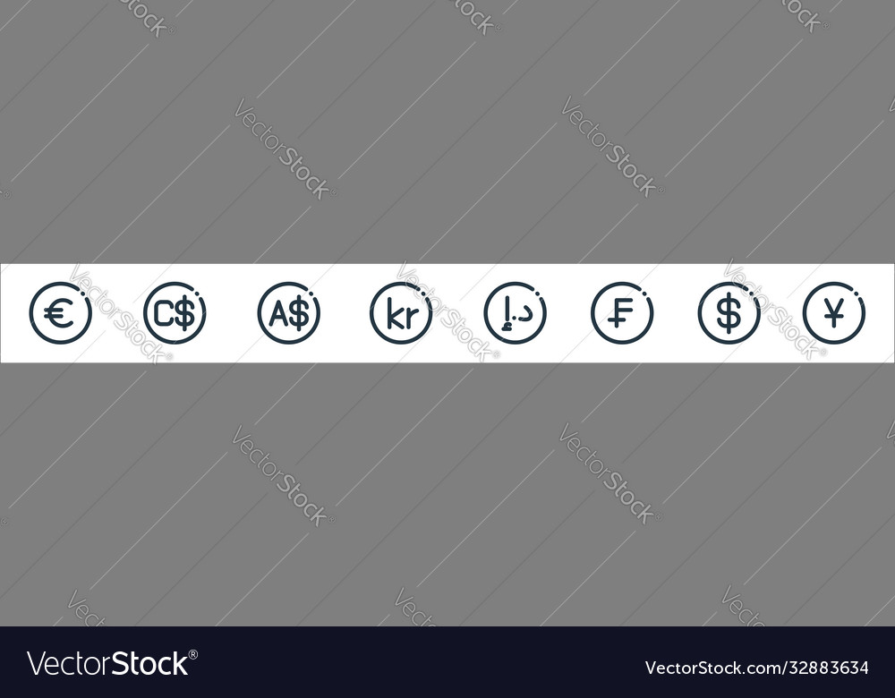 Currency line icons linear set quality line set Vector Image