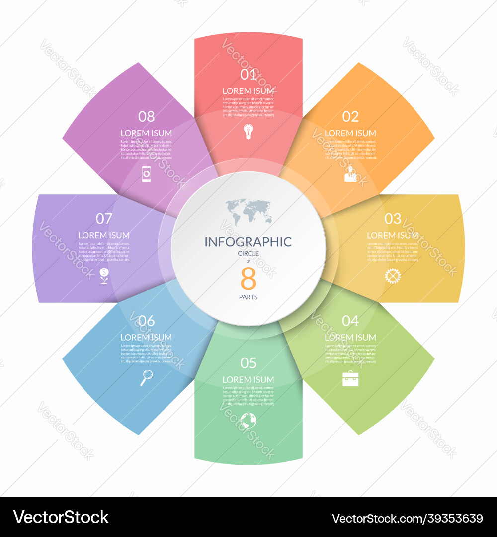 Infographic diagram with 8 steps Royalty Free Vector Image