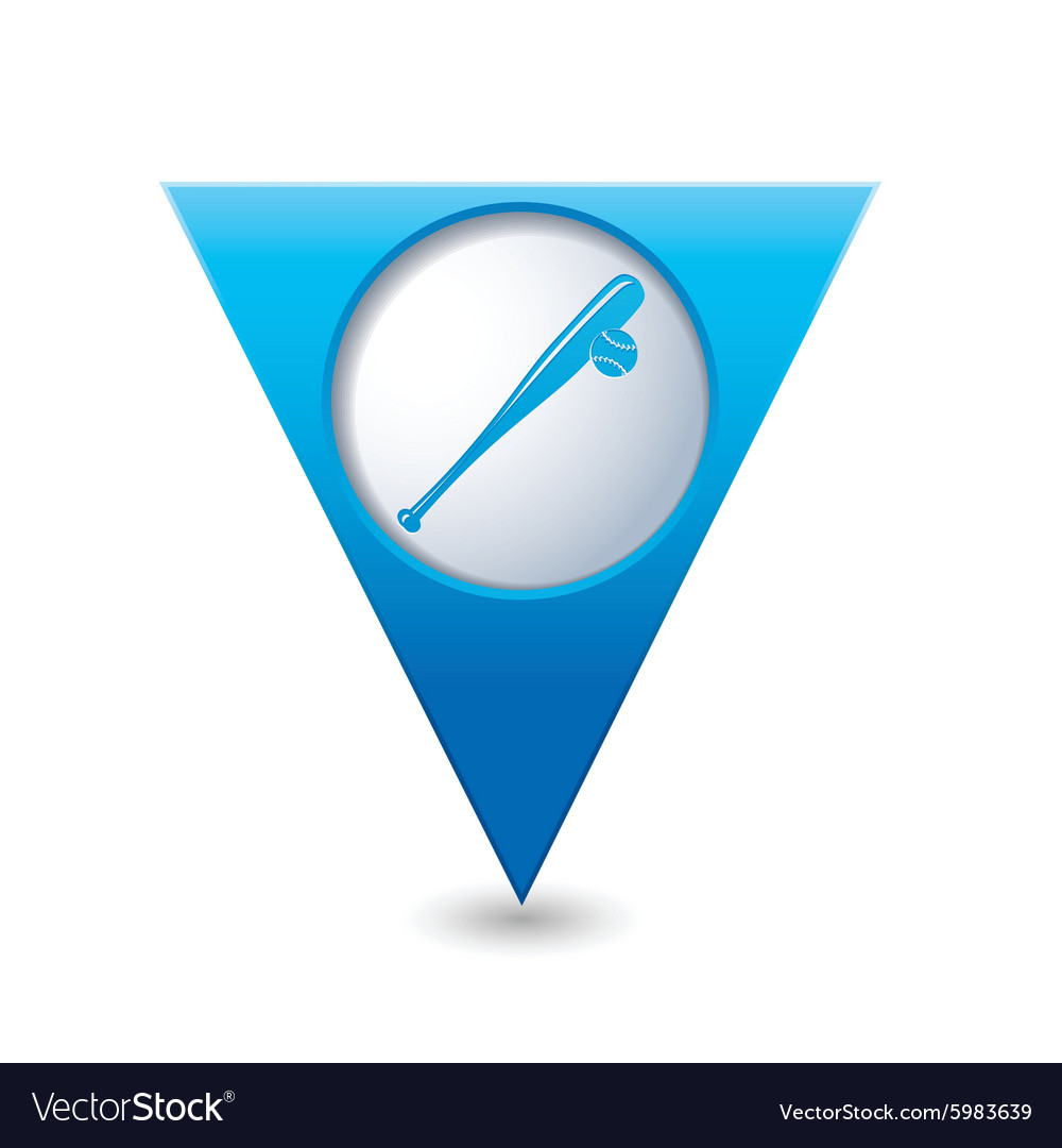Map pointer with baseball icon Royalty Free Vector Image