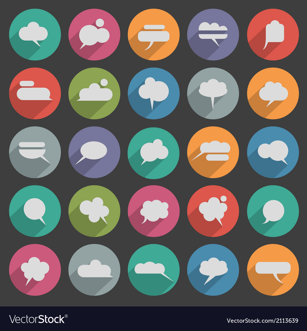 Message bubble icons with long shadow Royalty Free Vector