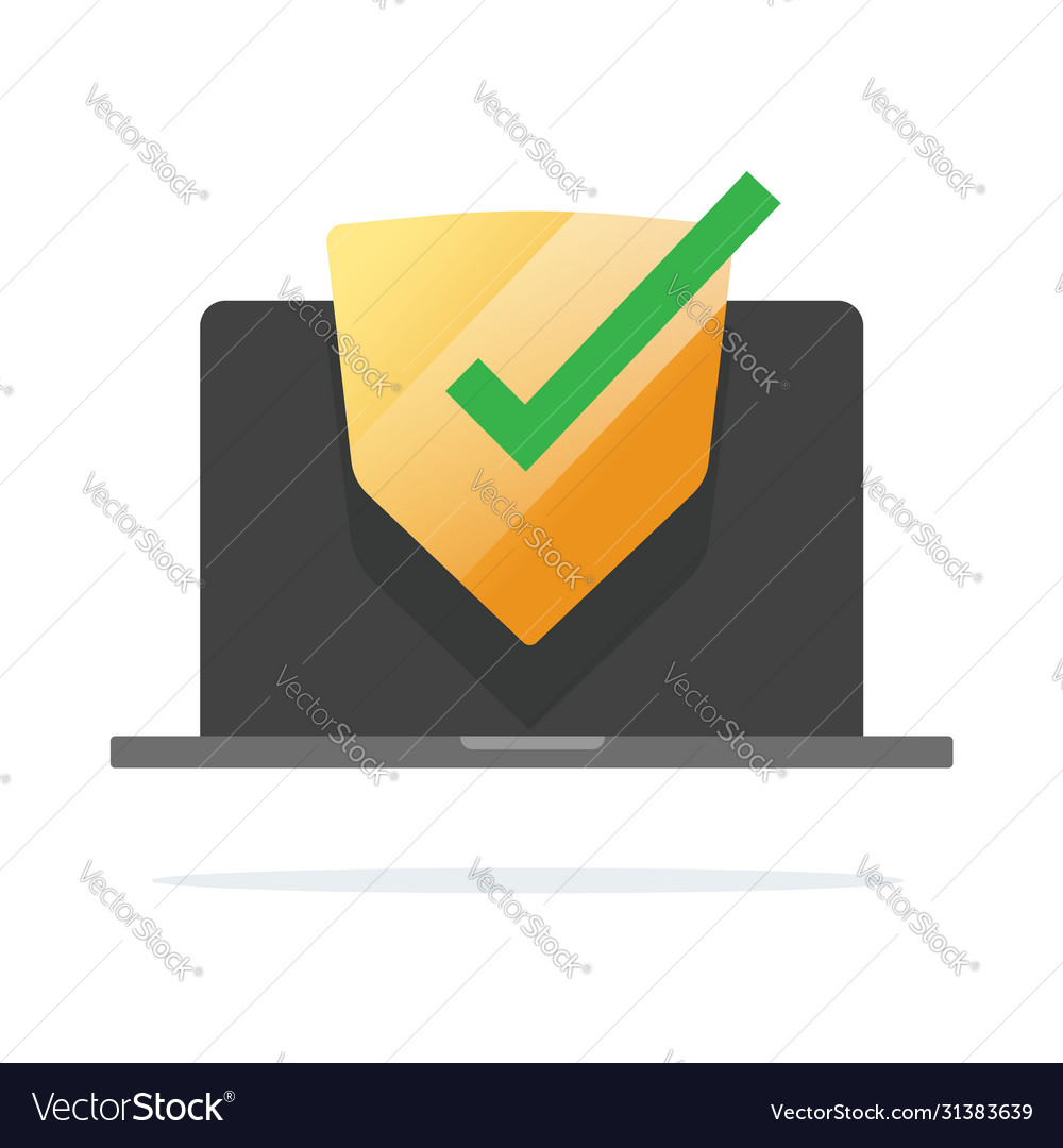Online security web protection shield on computer Vector Image